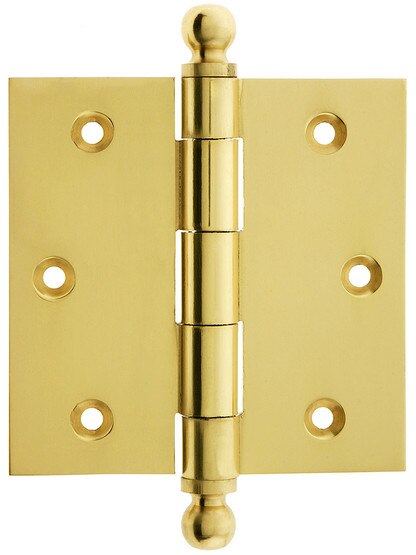 3 1/2-Inch Solid Brass Door Hinge With Ball Finials | House of Antique Hardware